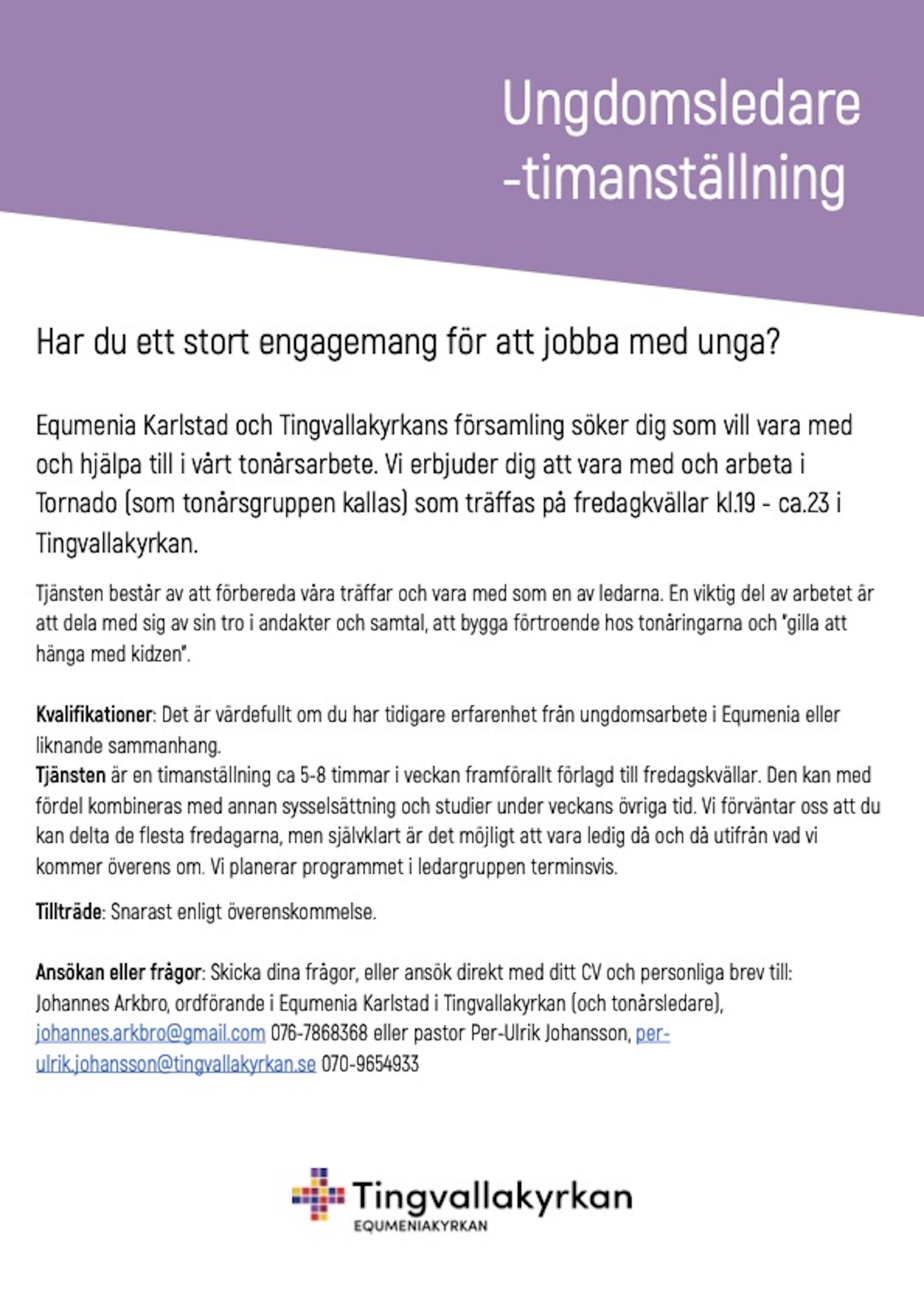 Arbeta hos oss - Tingvallakyrkan